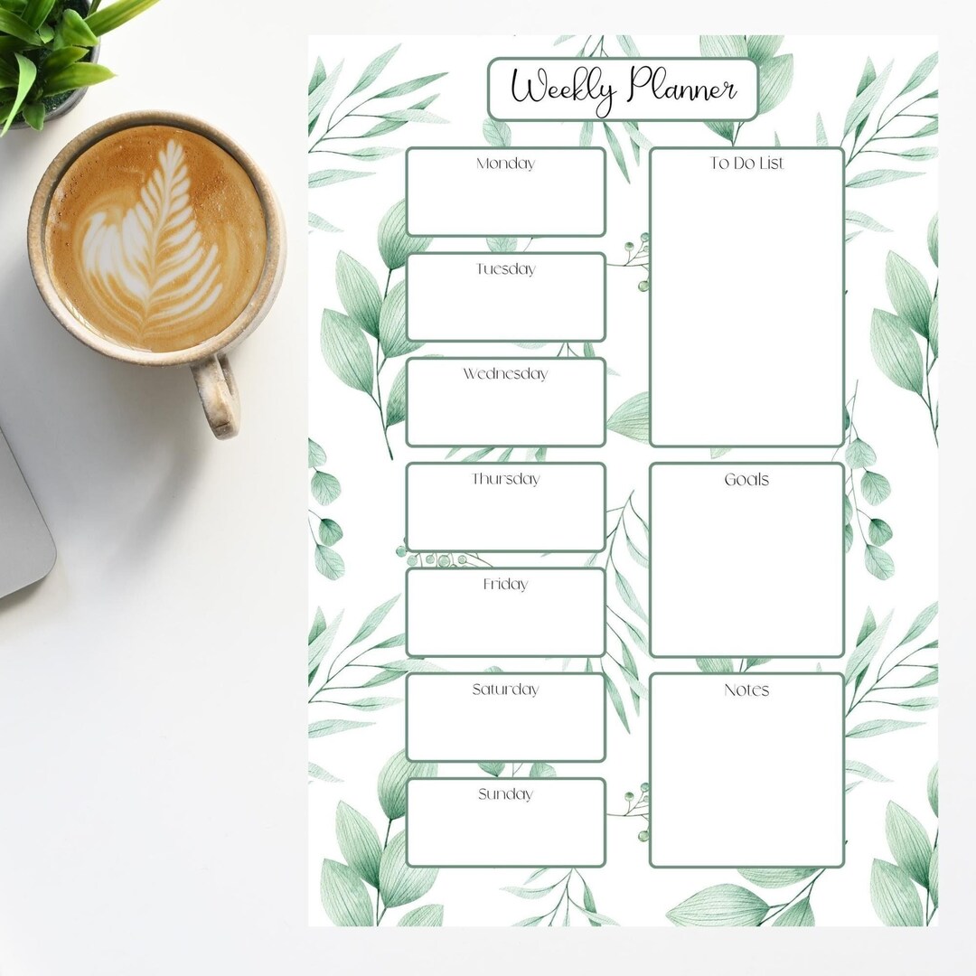 Weekly Planner Printable, Botanical, Desk Weekly Planner, Weekly ...
