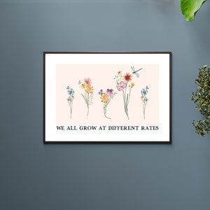 We All Grow at Different Rates, Growth Mindset Poster, Classroom Decor ...
