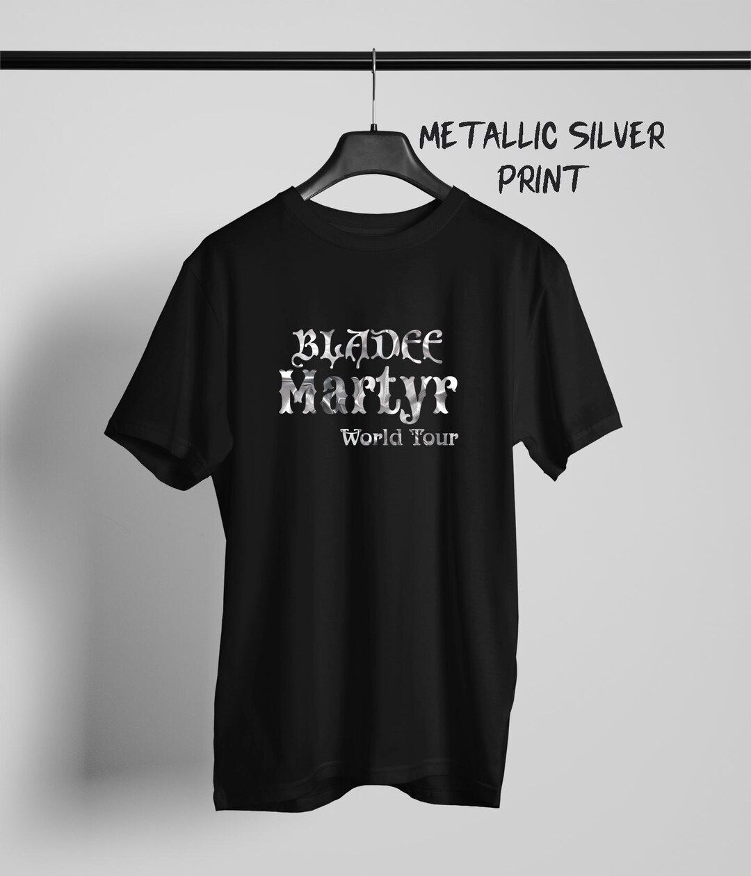 The Bladee Tour T Shirt | Metallic Silver Print | Martyr Tour ...