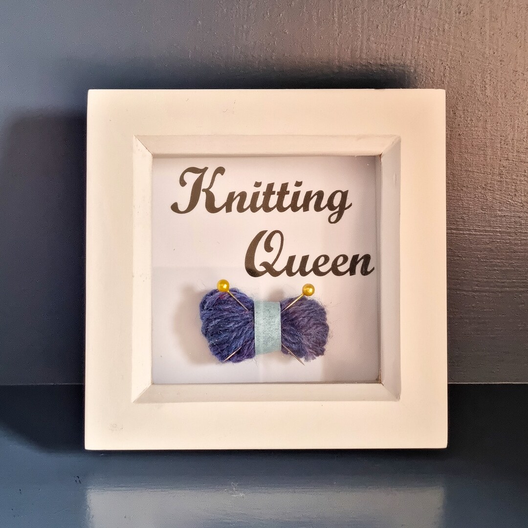 Knitting Queen Framed Box Art: Handmade Craft Lover Gift - Etsy