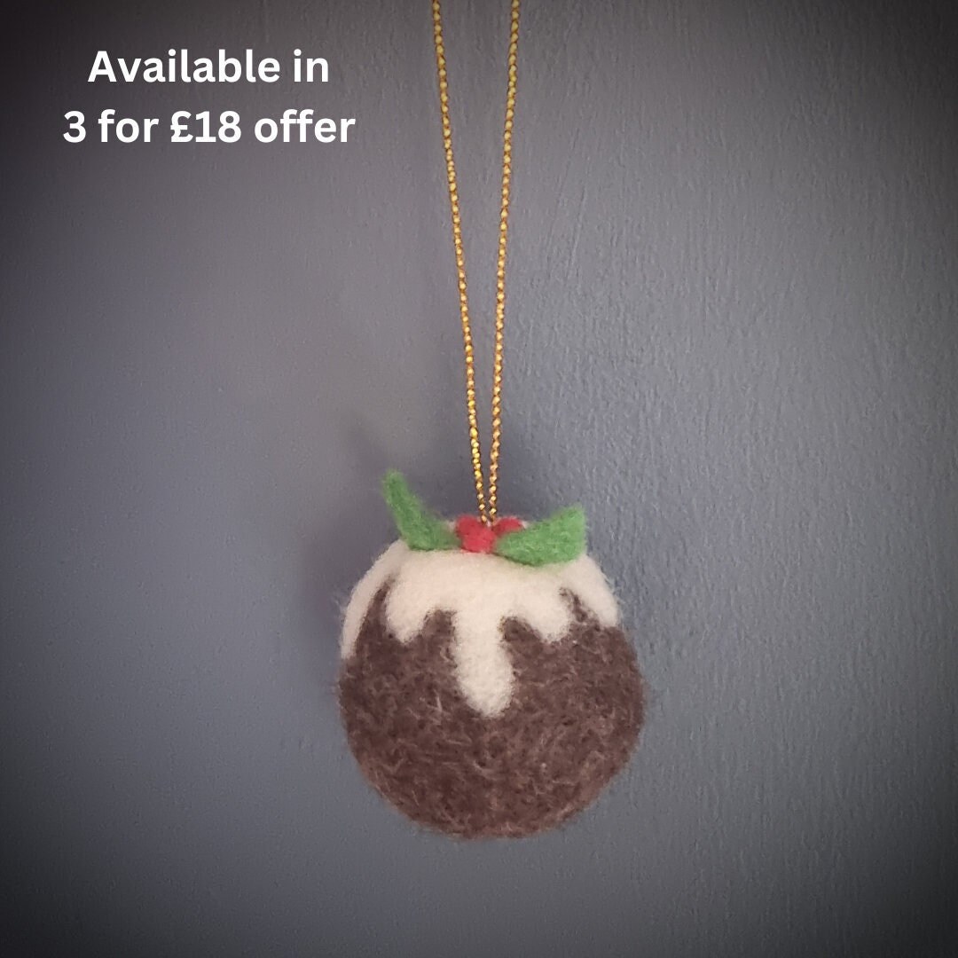 Christmas Pudding Decoration, Christmas Pudding Bauble, Felted ...