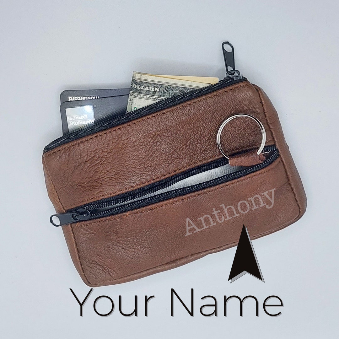 Personalized Leather Coin Purse - Zipper Pouch, Change Wallet - Etsy