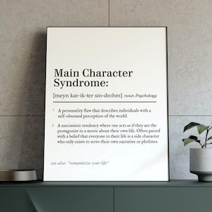 Main Character Syndrome Definition Poster - Etsy