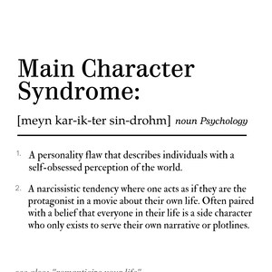 Main Character Syndrome Definition Poster - Etsy