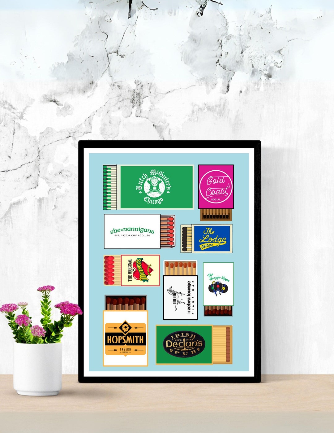 Gold Coast Chicago Bars Matchbox Poster - Etsy