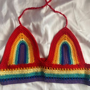 LGBTQ Pride Crochet Crop Top, Handmade Rainbow Pride Month Crop Top ...