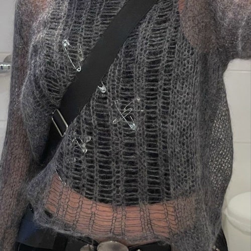 Crochet Top Grunge Fairycore Goth Crochet Sweater Goth - Etsy