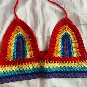 LGBTQ Pride Crochet Crop Top, Handmade Rainbow Pride Month Crop Top ...