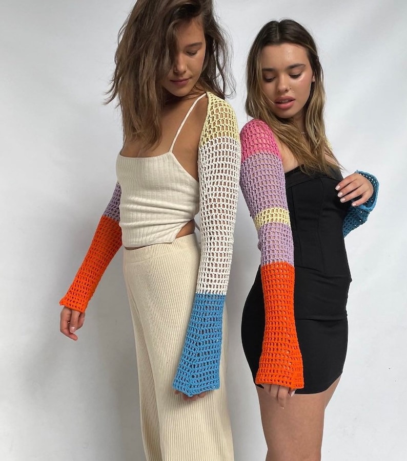 Crochet Fishnet Crop Handmade Fishnet Bolero Crochet Long - Etsy