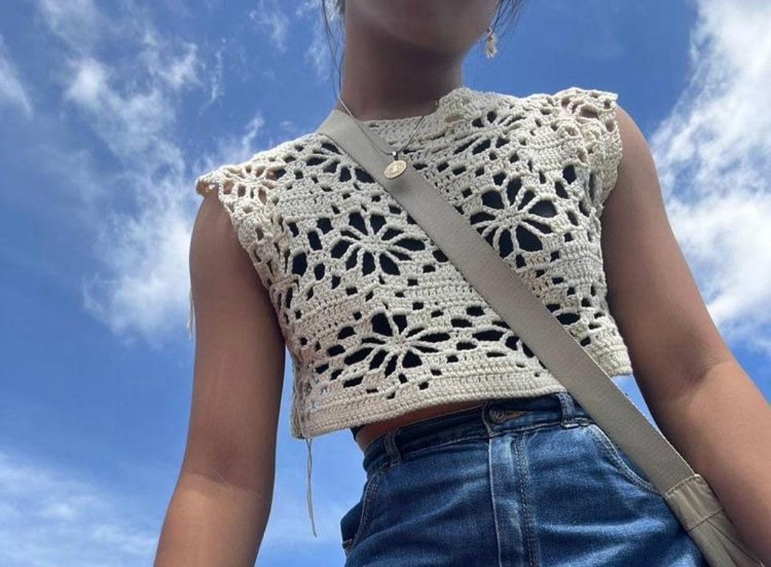 Crochet Summer Top,crochet Floral Top, Handmade Multicolored Top ...