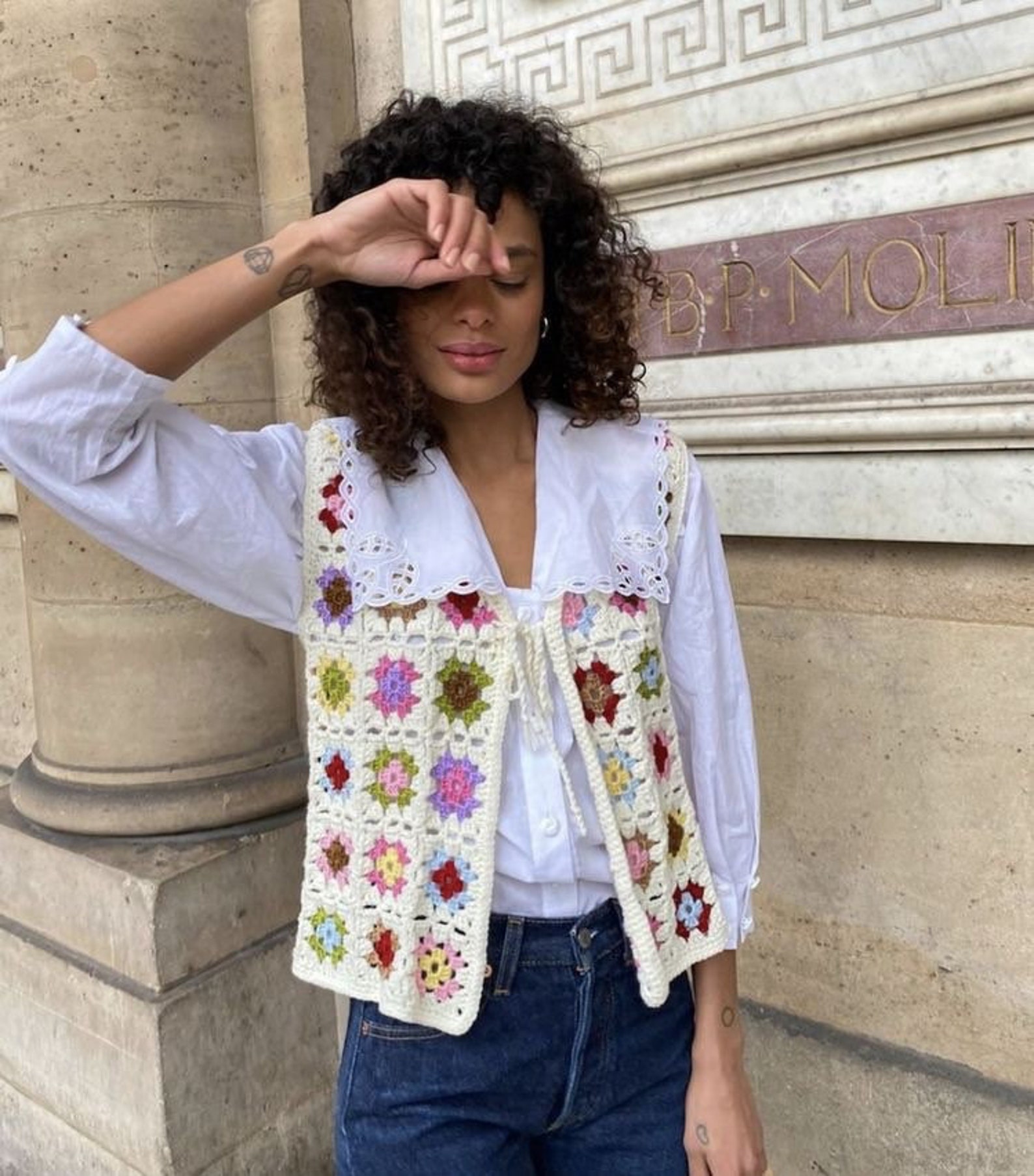 Crochet Granny Square Vest, Crochet Granny Square Waistcoat, Handmade ...