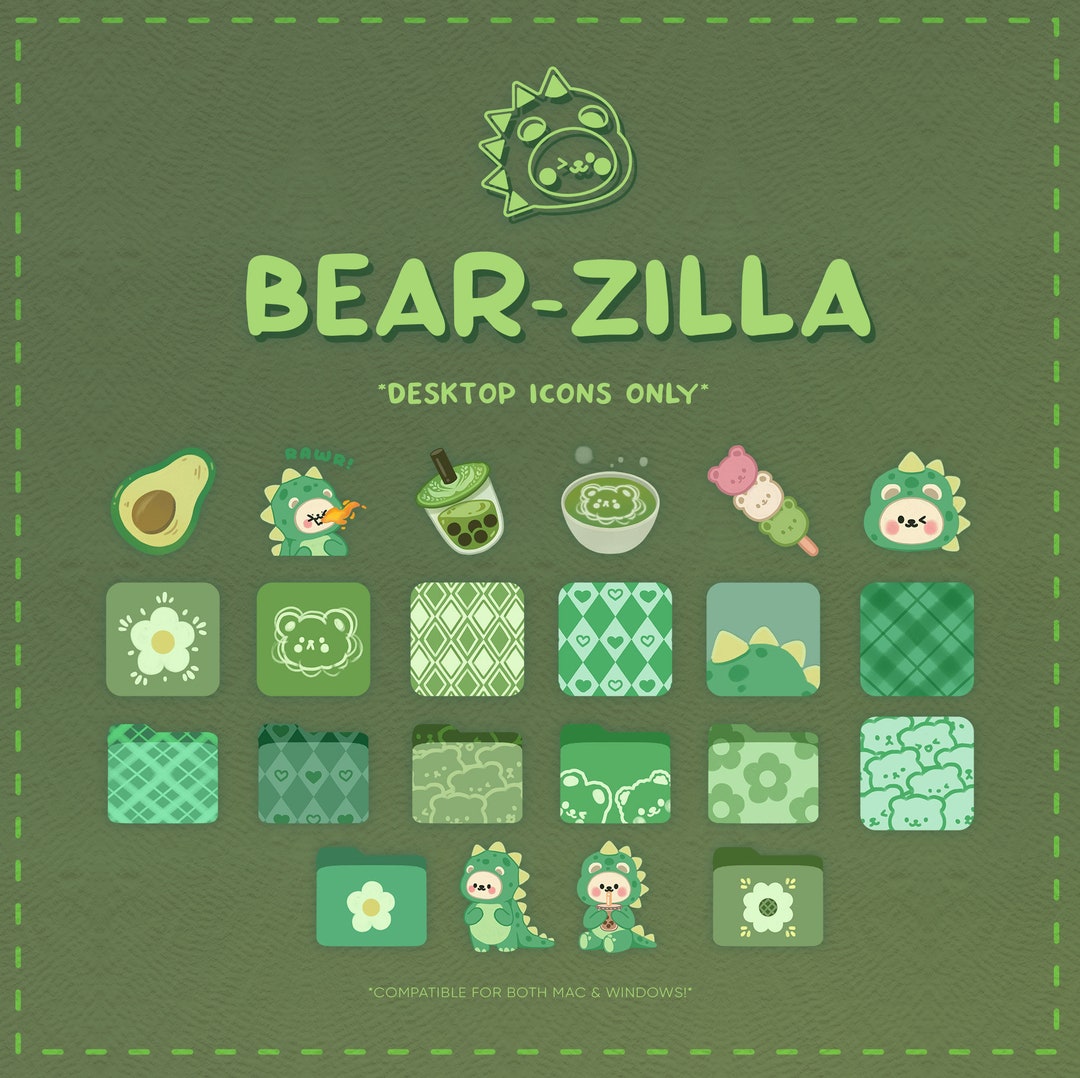 Desktop Icon Pack | Bearzilla | Mac & Windows | Desktop Organizer | 22 ...