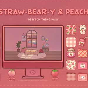 Strawberry Peach Desktop Theme: Wallpaper, Icons (digital Download) - Etsy