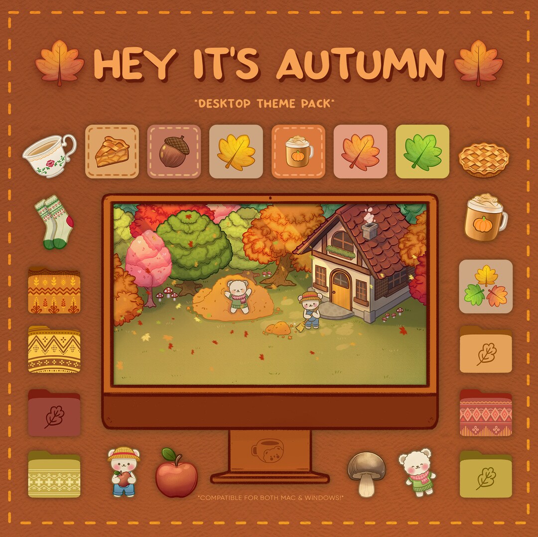 Autumn Desktop Theme: Wallpaper, Icons, and Organizer (digital Download ...