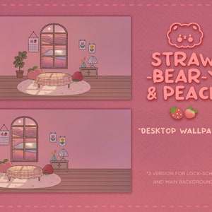Strawberry Peach Desktop Theme: Wallpaper, Icons (digital Download) - Etsy