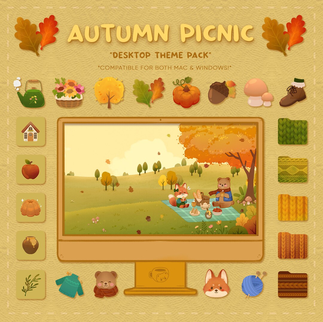 Desktop Theme Pack | Autumn Picnic | Mac & Windows | Desktop Organizer ...