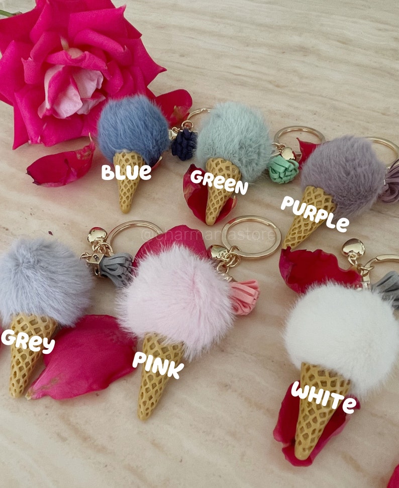 Icecream Keychain | Pom Pom Icecream Keychain - Etsy