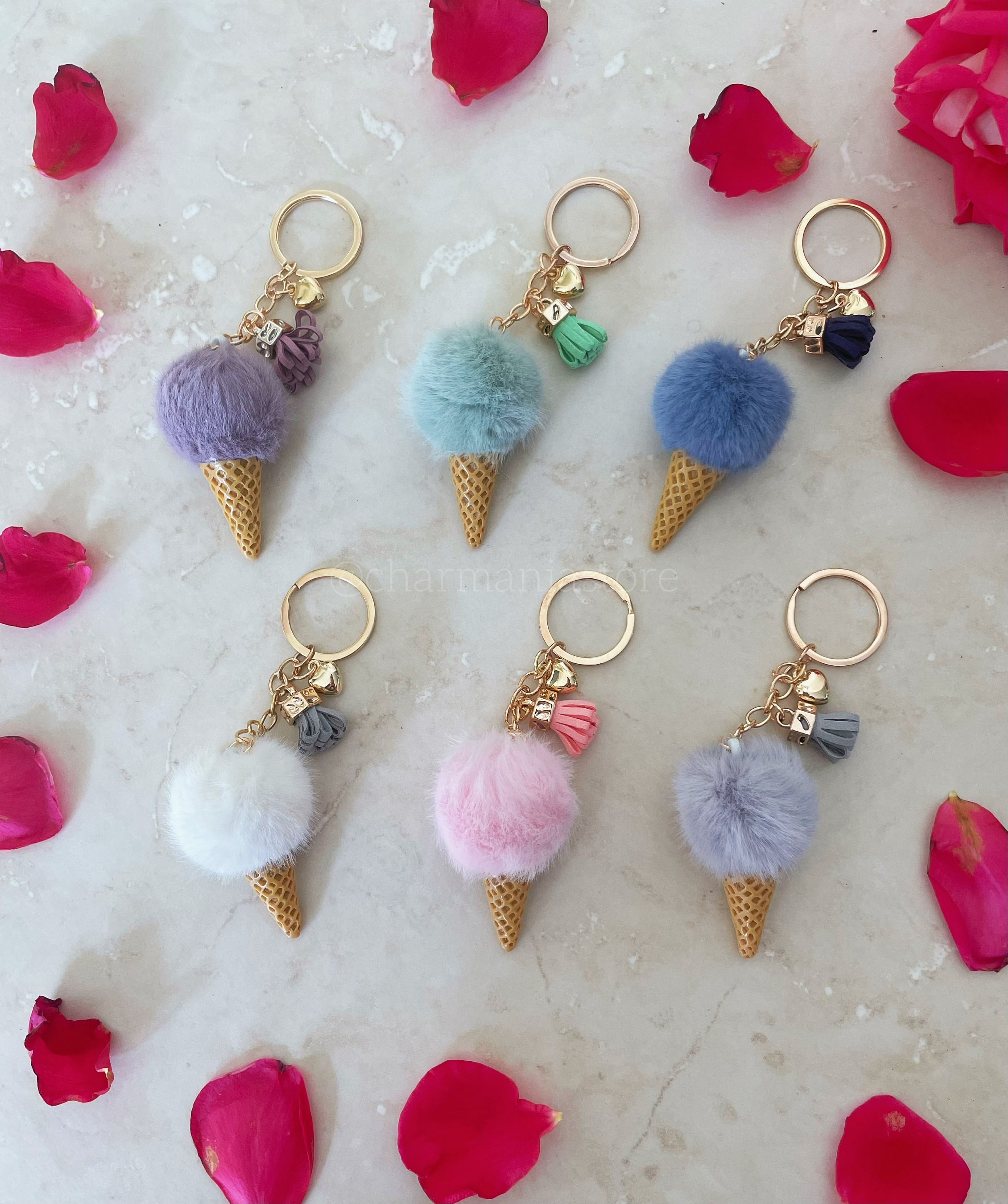 Icecream Keychain | Pom Pom Icecream Keychain - Etsy