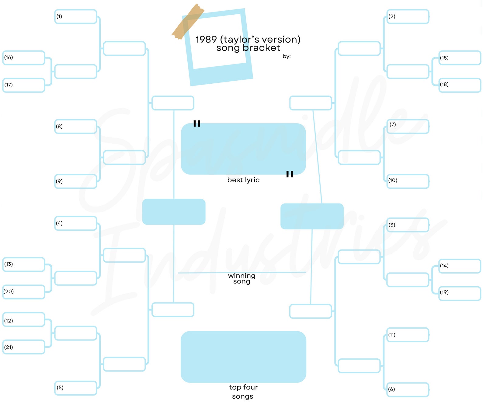 Create Your Own Taylor Swift Song Bracket - 1989 Taylor's Version ...