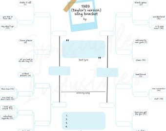Taylor Swift Song Bracket - Evermore - Party Game - Birthday ...