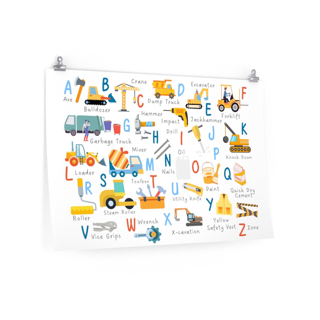 Construction Alphabet Poster A to Z Matte Horizontal - Etsy