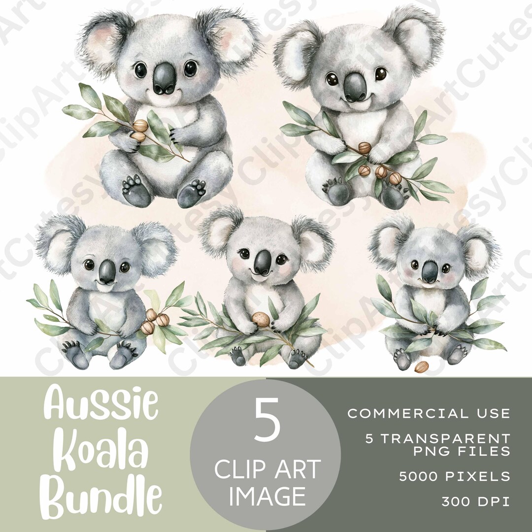 Aussie Koala X5 Bundle Transparent PNG Clipart, Cute Koalas ...
