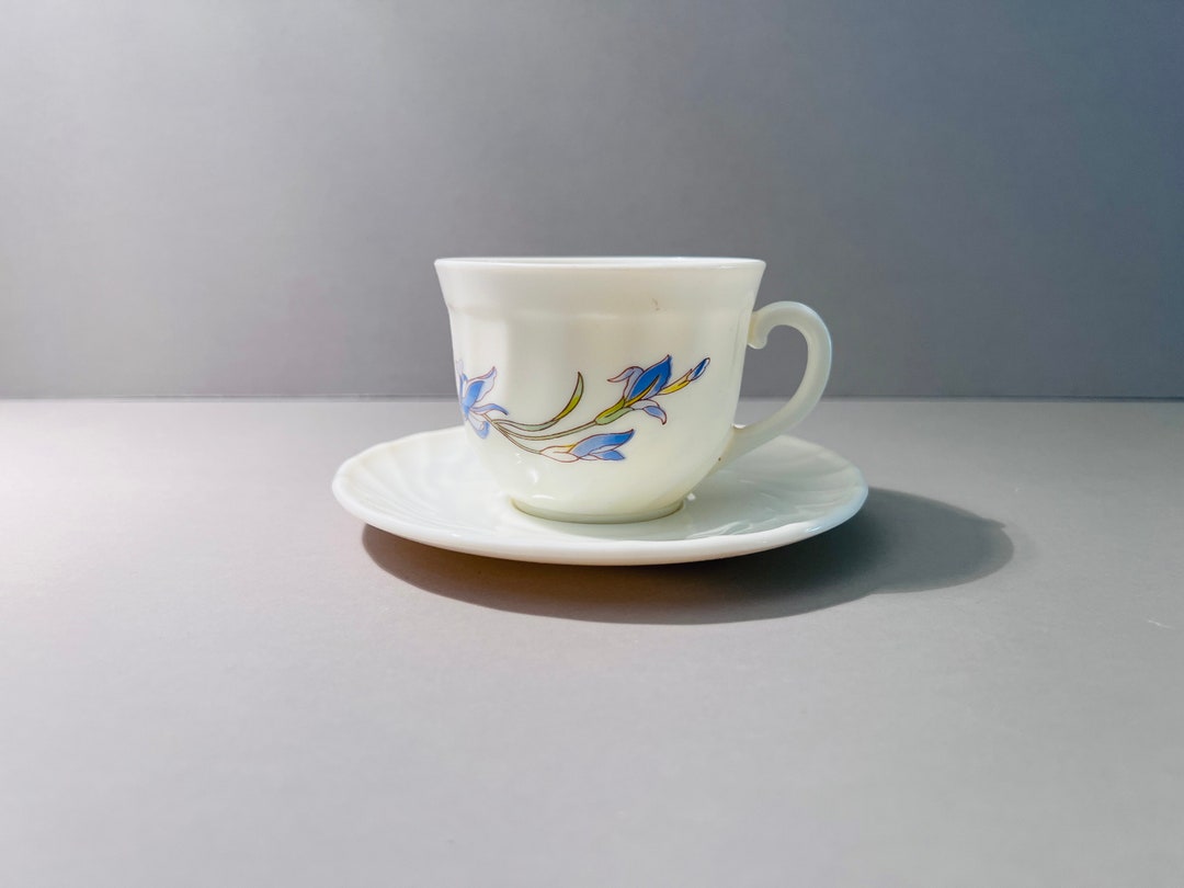 Arcopal France Blue Iris Duo Tea Cup & Saucer | Vintage - Etsy