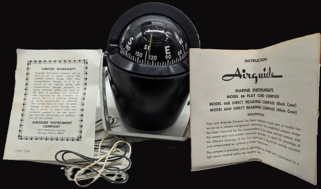 Vintage Airguide Black Mountable Jeweled Movement Waterproof Conical ...