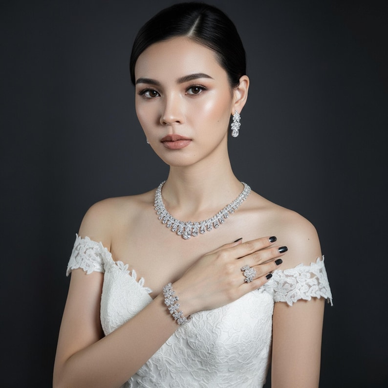 Bridal Jewelry Set – Luxury Zirconia Wedding Necklace, Earrings ...