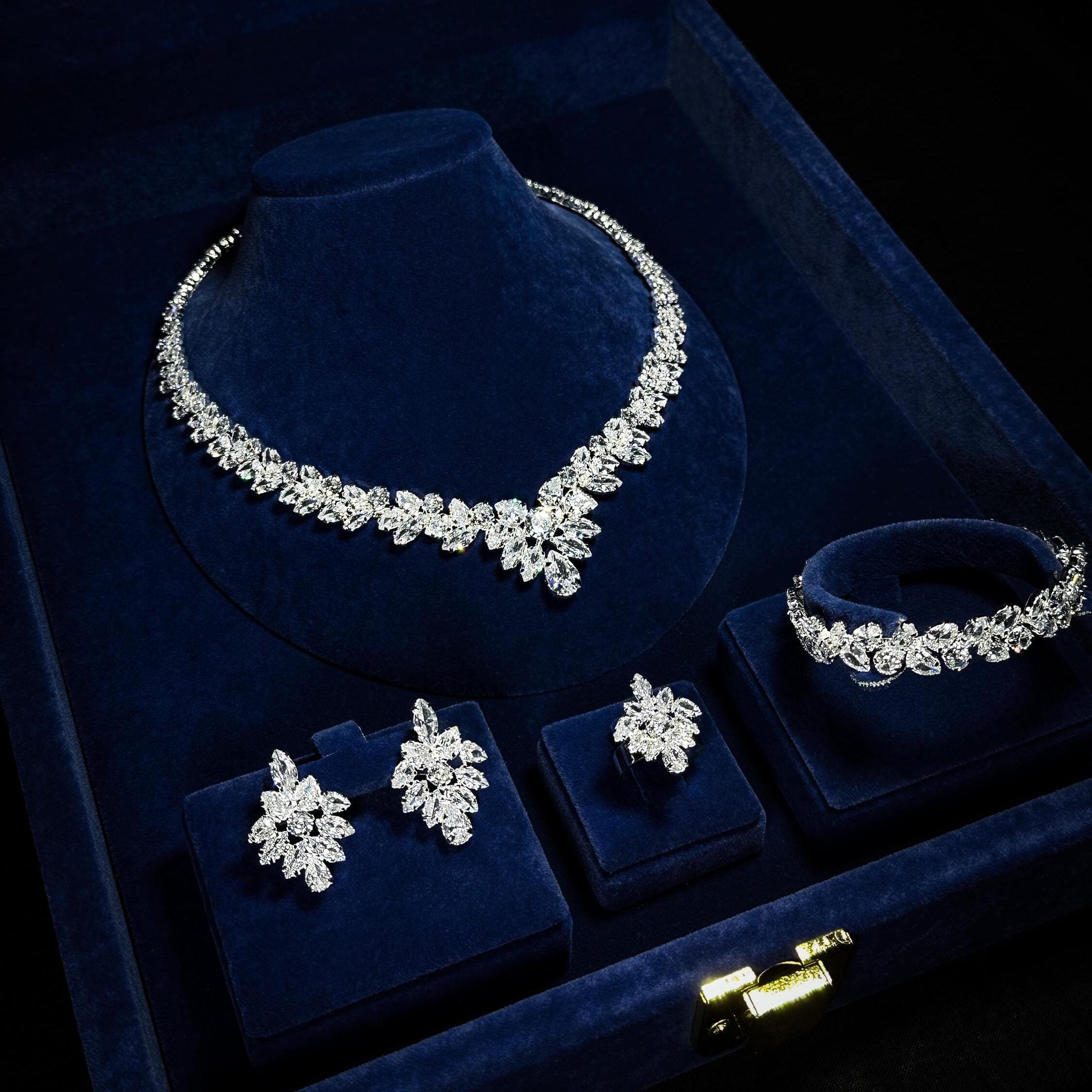 Exquisite Wedding Jewelry Set - Swarovski Zirconia Necklace, Bracelet ...