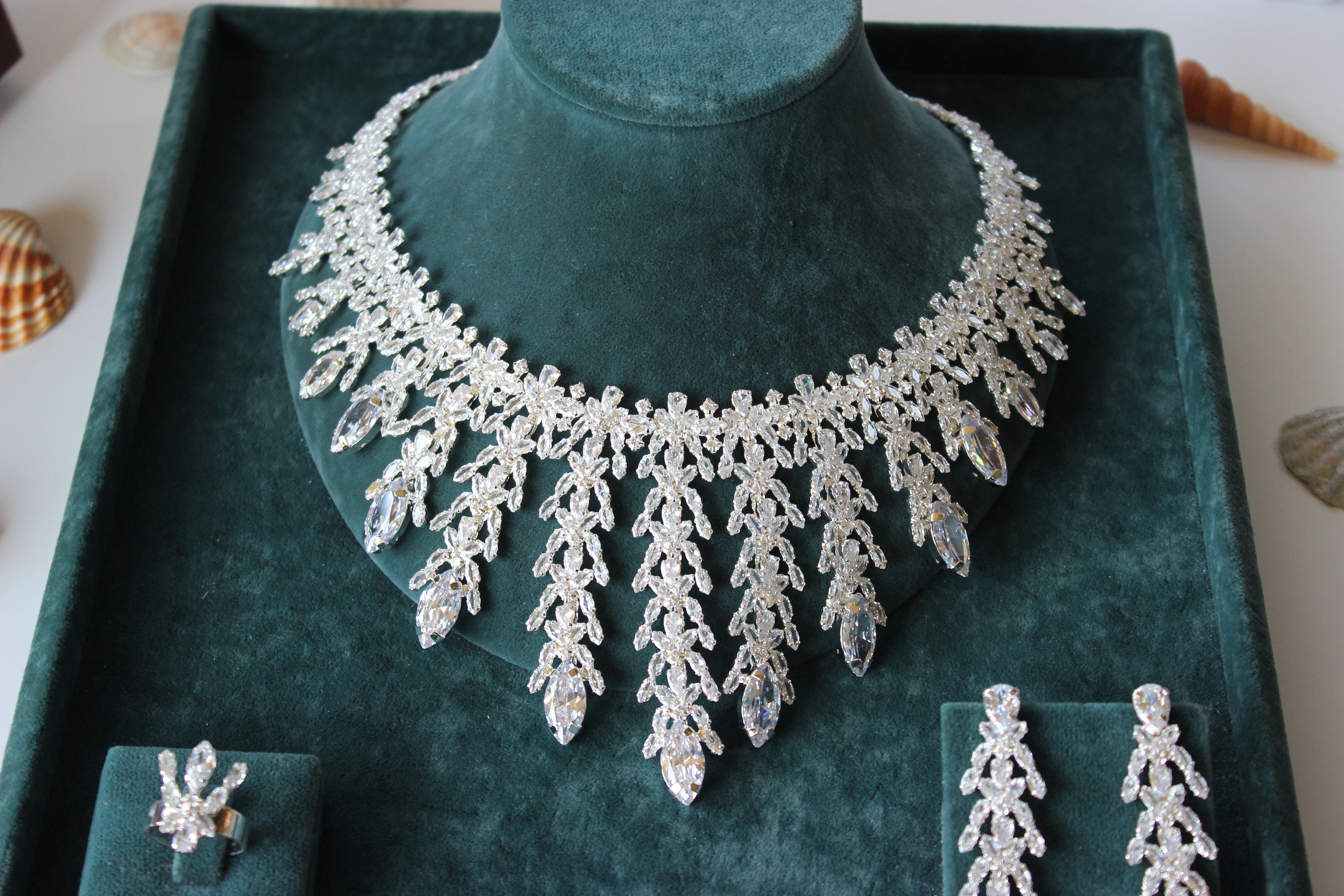 Zircon Bridal Jewelry Set for Bride. Bridal Necklace, Wedding Jewelry ...