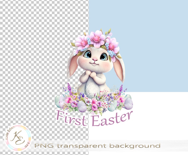 First Easter PNG Adorable Easter Bunny Girl With Easter Eggs - Etsy