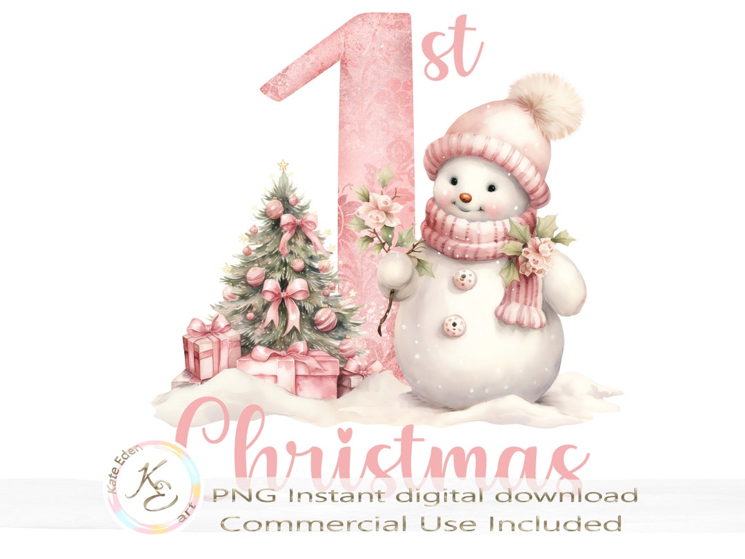 First Christmas PNG, Baby First Christmas, Pink Christmas PNG, Girl 1st ...