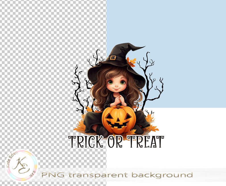 Trick or Treat PNG Cute Little Witch Kids Halloween PNG - Etsy