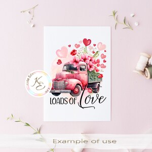 Valentine's Day PNG Pink Truck, Red and Pink Flowers and Hearts, Loads ...