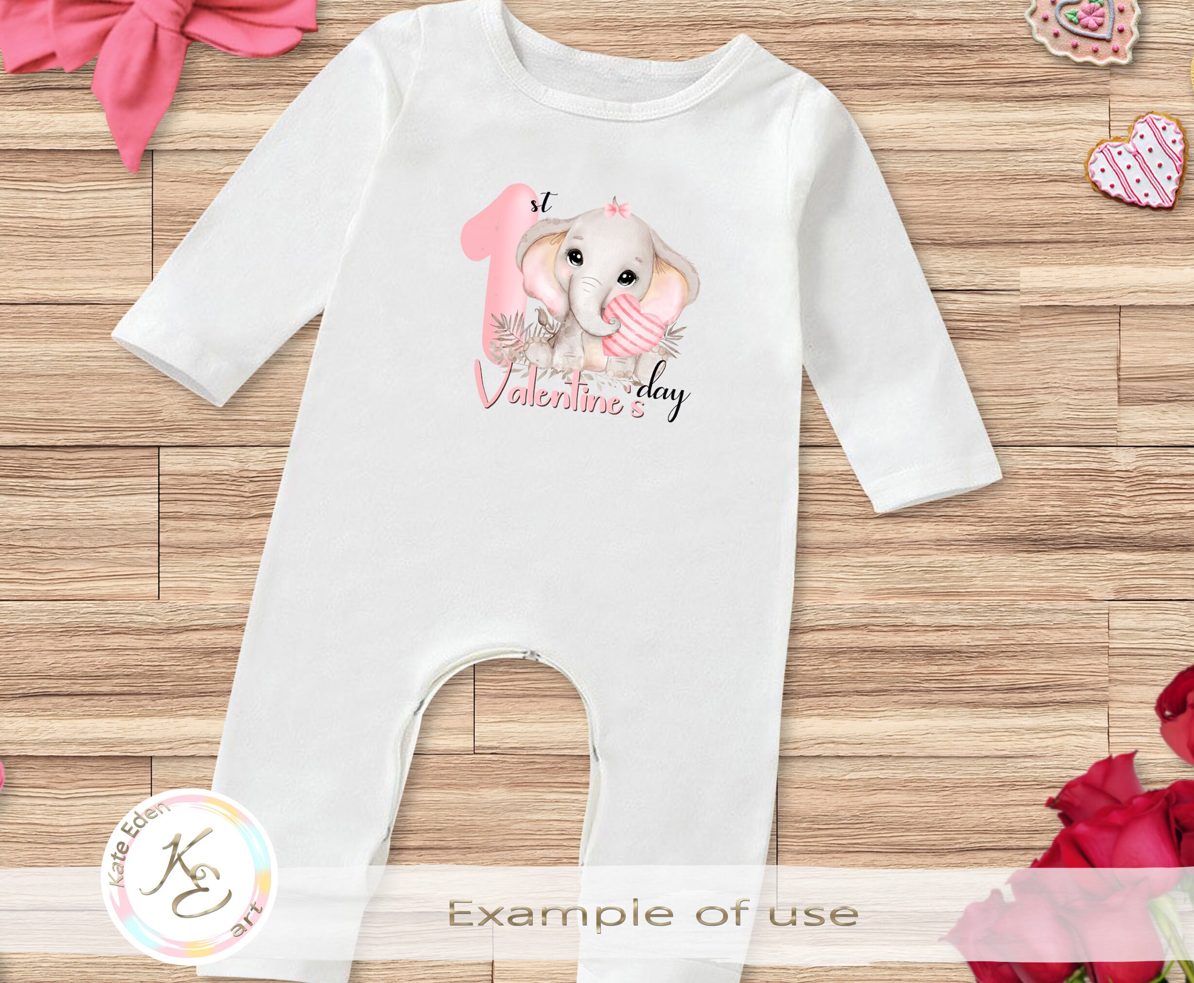 1st Valentine's Day Cute Elephant PNG Pink Baby's - Etsy
