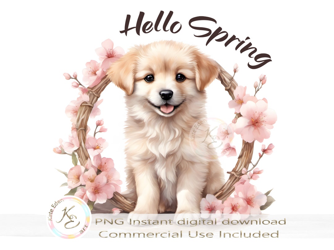 Golden Retriever, Spring Animals Clipart, Digital Download, Sublimation ...