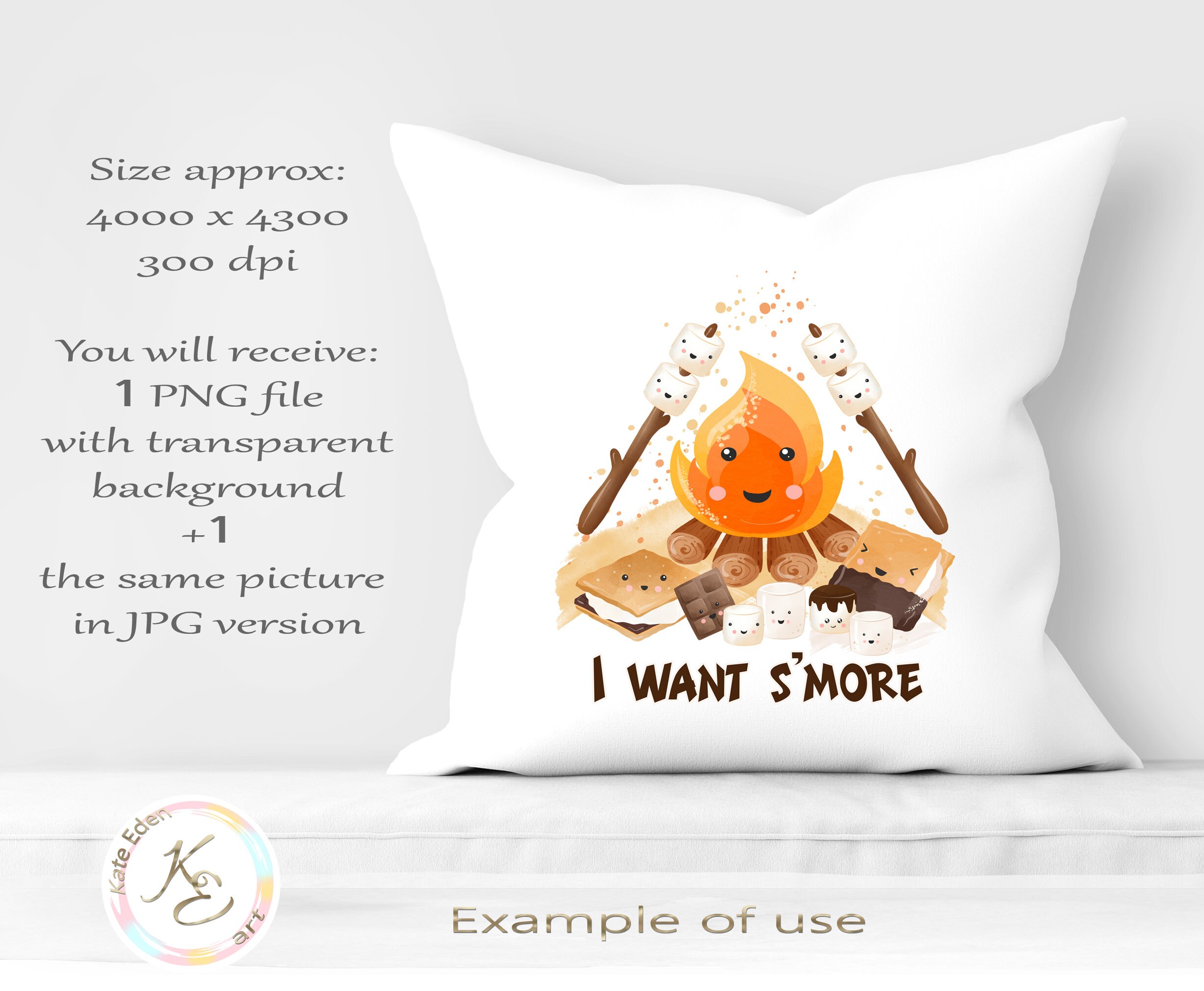 I Want S'more PNG Smores Clipart Summer Instant - Etsy