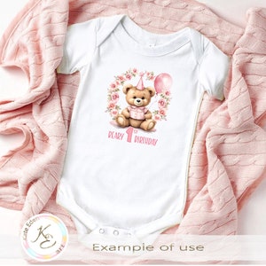 Beary 1st Birthday PNG, First Birthday Girl, Cute Teddy Bear, 1st ...