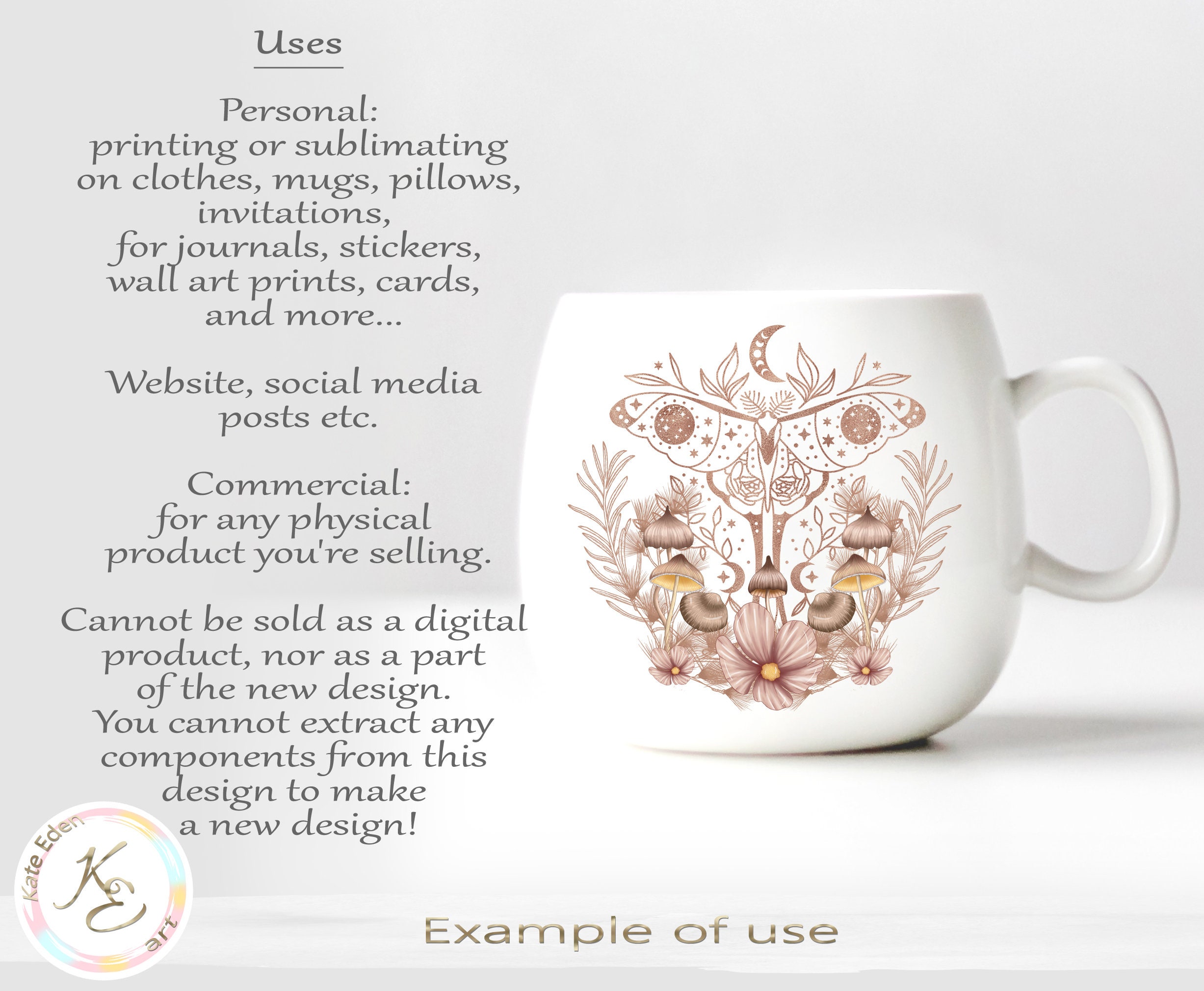 Cottagecore Mushroom PNG Moon Moth and Mushrooms Magical - Etsy UK