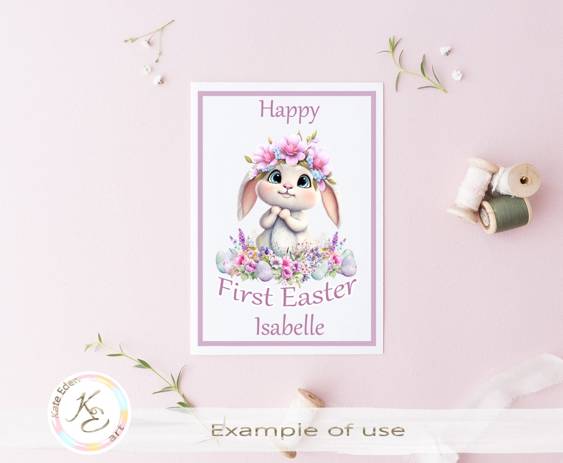 First Easter PNG Adorable Easter Bunny Girl With Easter Eggs - Etsy