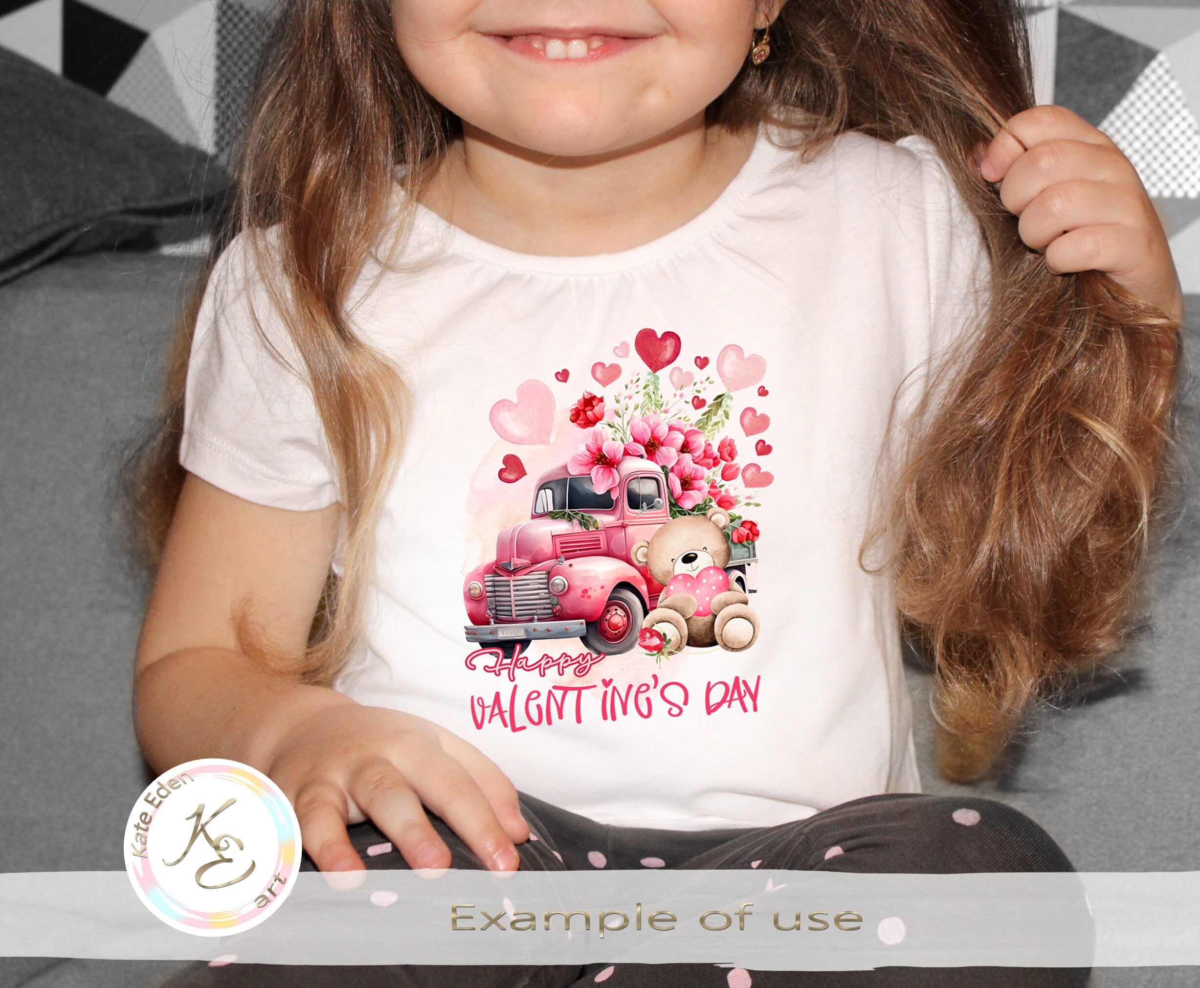 Valentine's Day PNG Pink Truck Red and Pink Flowers and - Etsy