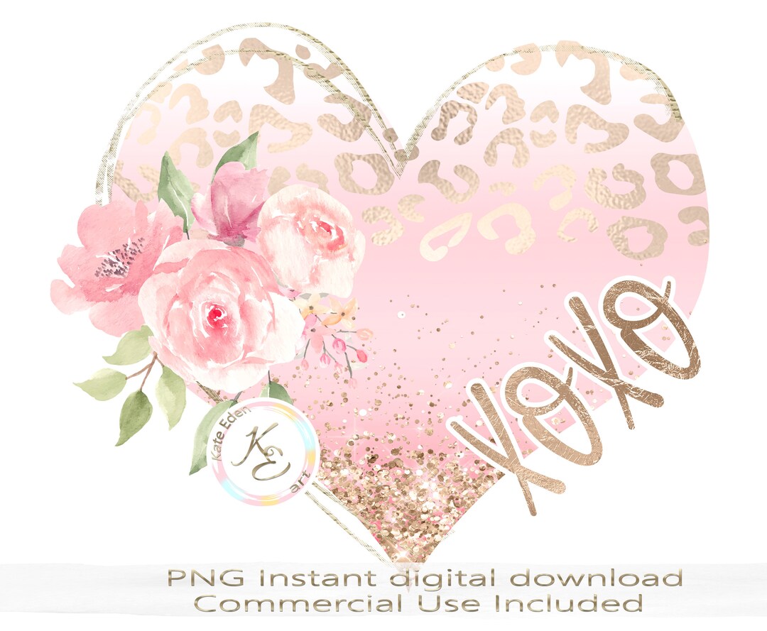 Pink Love Heart XOXO PNG, Love Valentine's Day Clipart for Sublimation ...