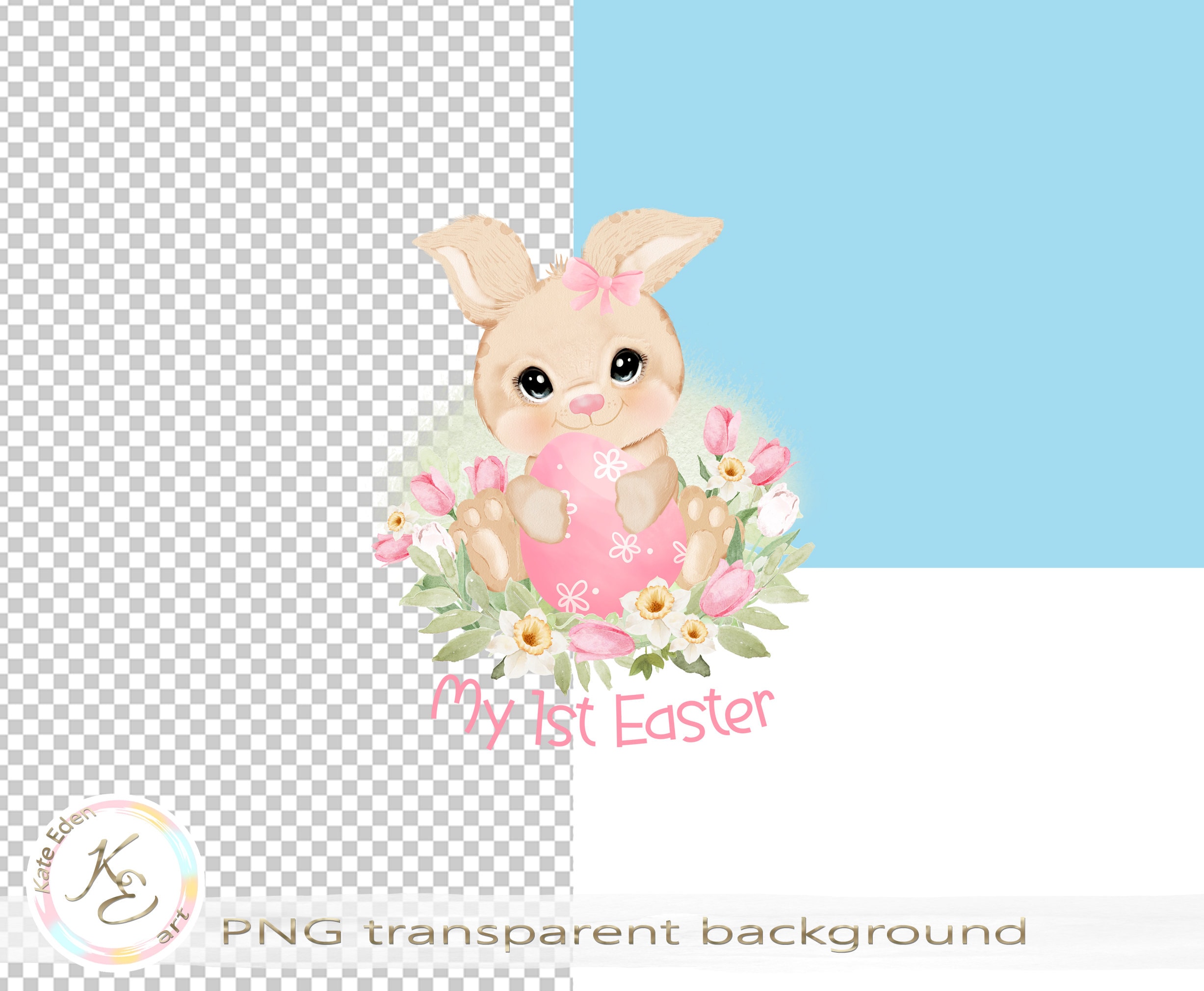 My 1st Easter PNG Sweet Easter Bunny Girl Holding Pink Easter - Etsy