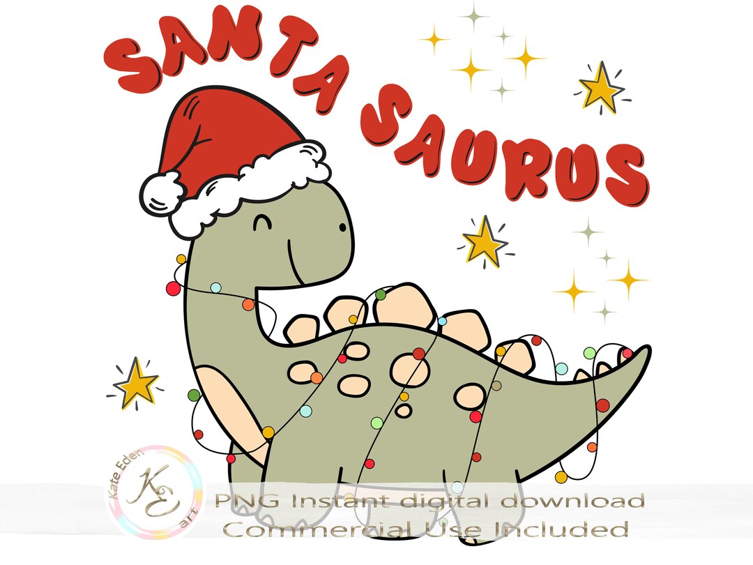 Santasaurus Christmas Kids PNG, Cute Christmas Dinosaur With Santa Hat ...
