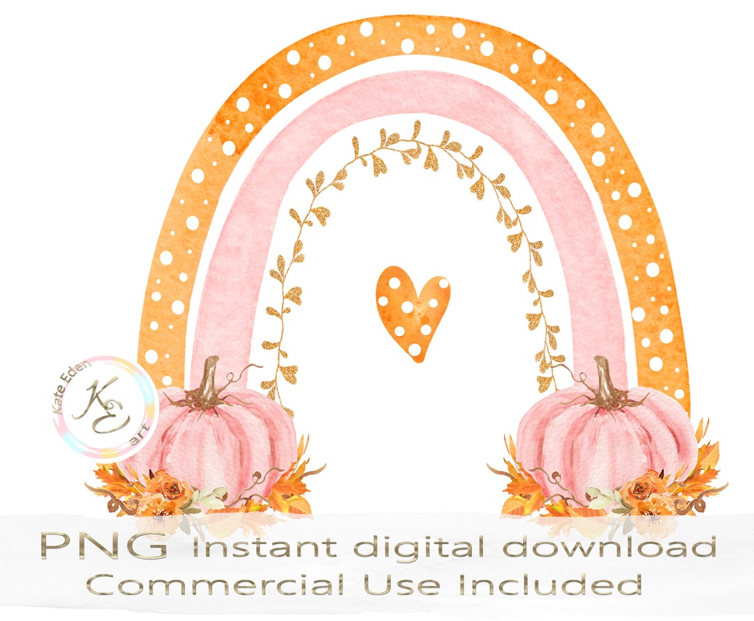 Autumn Rainbow PNG Design Fall Leaves Pink Pumpkins Fall - Etsy
