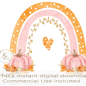 Autumn Rainbow PNG Design Fall Leaves Pink Pumpkins Fall - Etsy