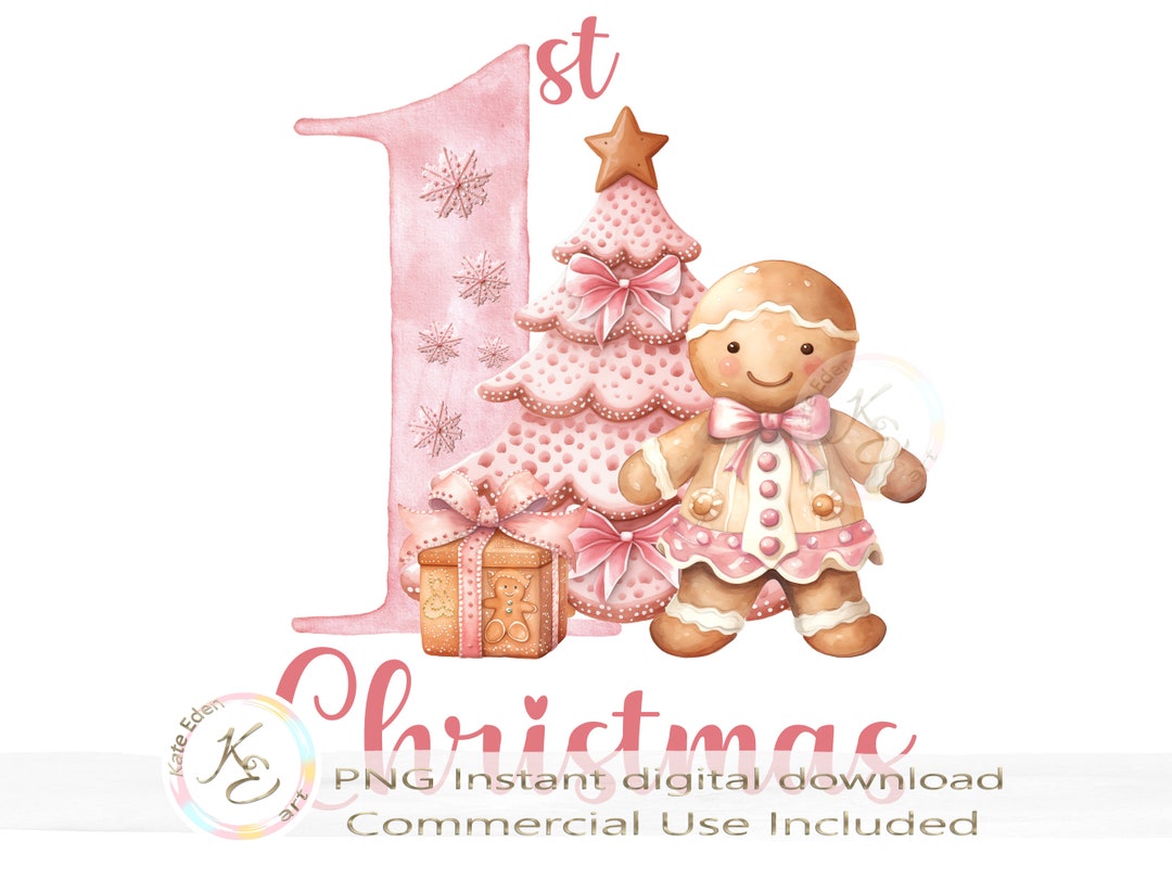 First Christmas PNG, Baby First Christmas, Gingerbread Man Girl, Pink ...