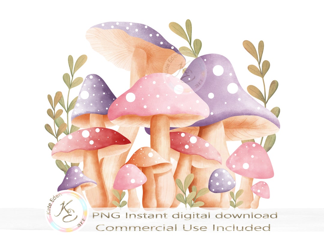 Fall Mushroom Clipart, Fall Vibes, Pink Fall, Instant Digital Download ...