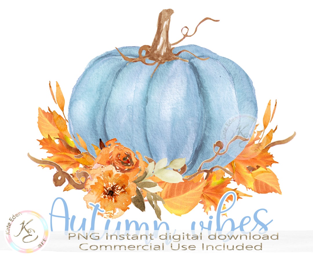 Autumn Vibes PNG, Blue Pumpkin PNG, Fall Pumpkin, Autumn Png, Fall PNG ...